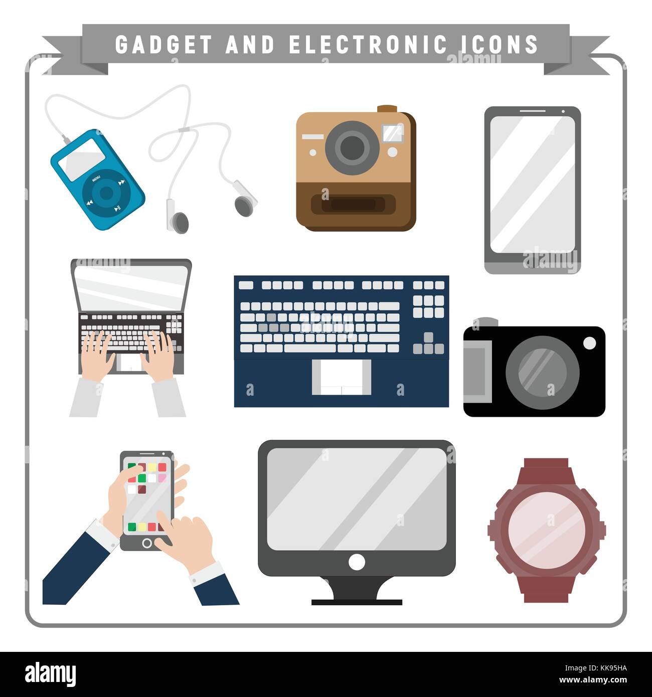Gadget and Electronic Vector Graphic Illustration Design Pack Stock ...