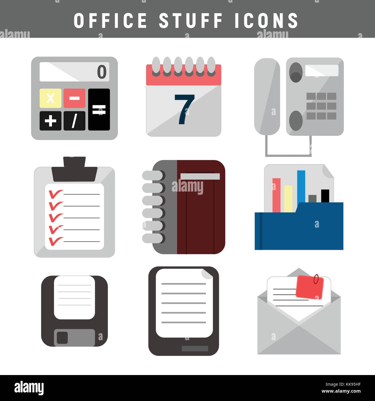 Office Stuff Icons Vector Graphic Illustration Design Stock Vector ...