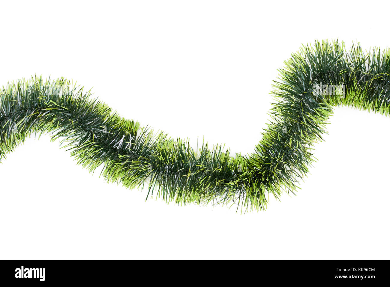 New Year green tinsel on white background Stock Photo - Alamy