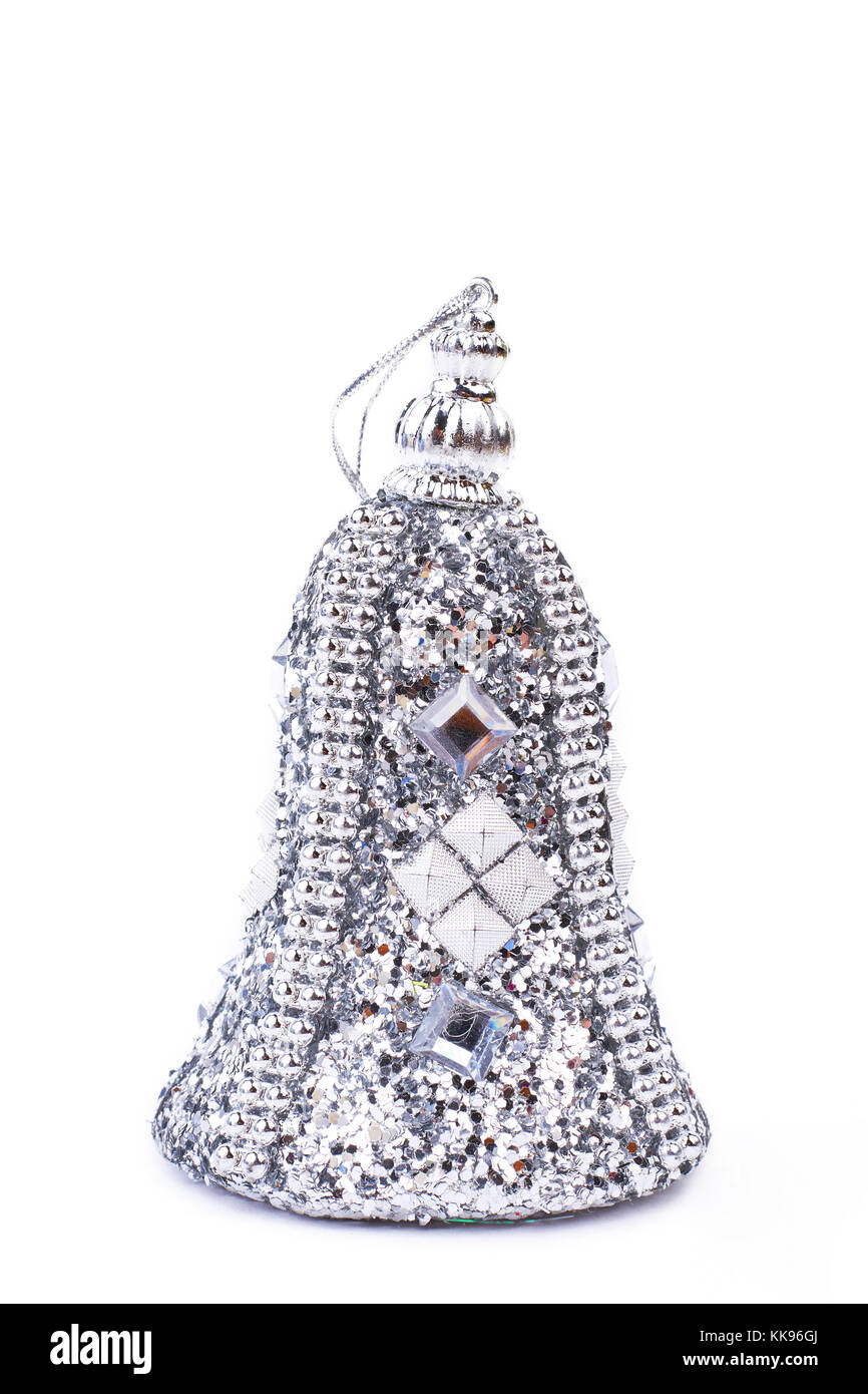 Christmas silver bell decoration Stock Photo - Alamy