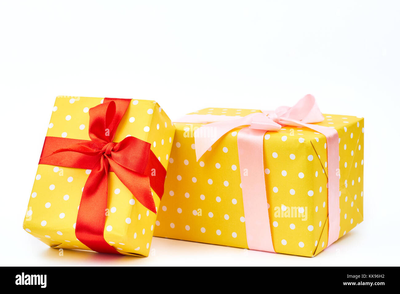 Two beautiful gift boxes close up Stock Photo - Alamy