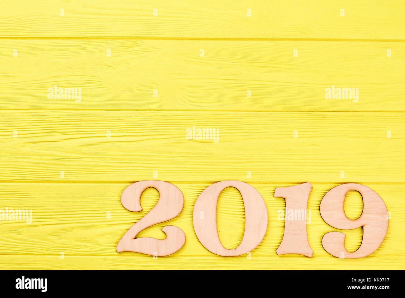 Cut out wooden number 2019 and copy space Stock Photo - Alamy