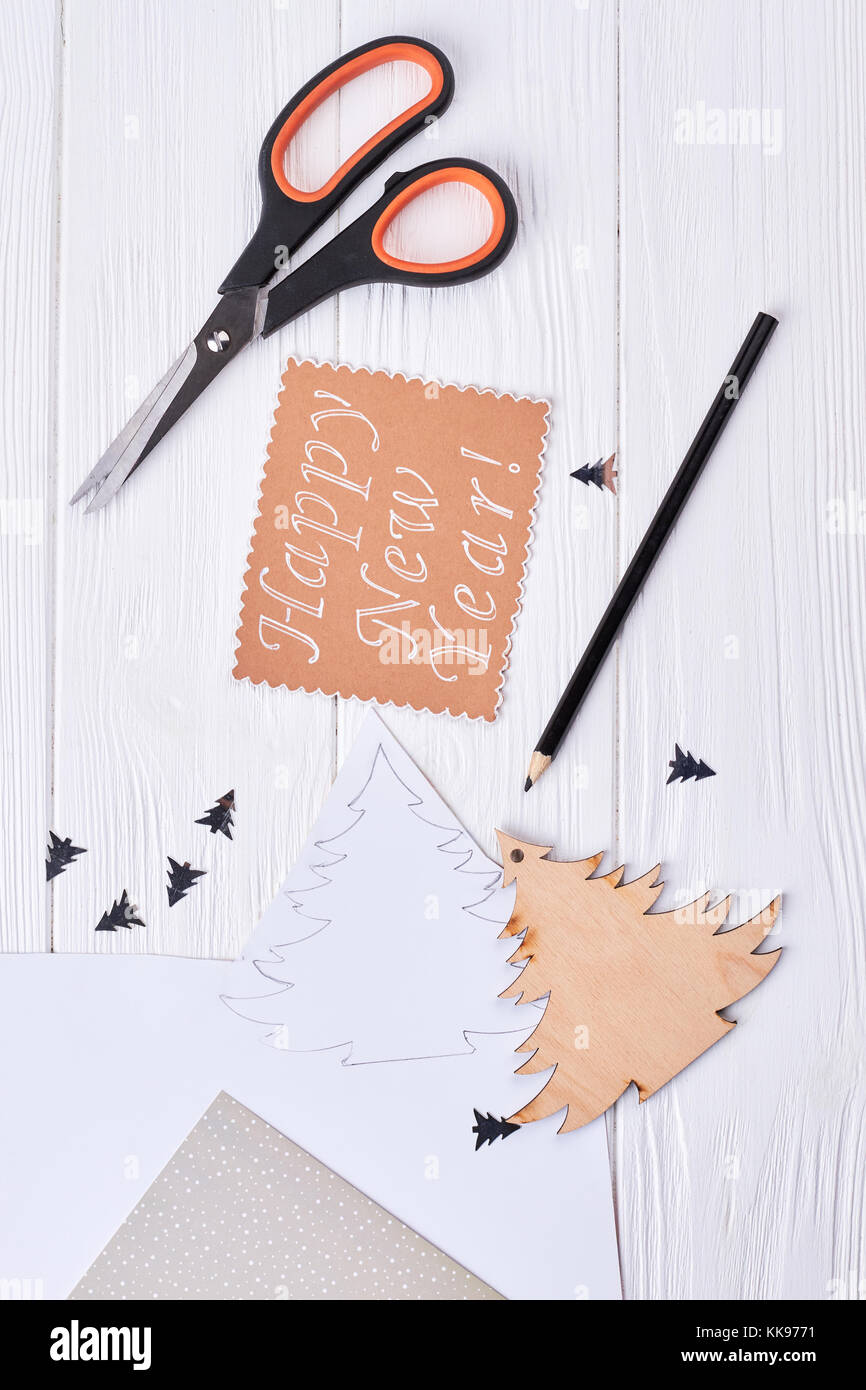 Handmade New Year decorations background Stock Photo - Alamy