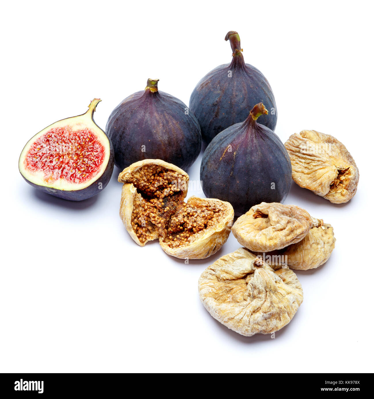 Fresh and dried Fig isolated on white background. Clipping path Stock ...