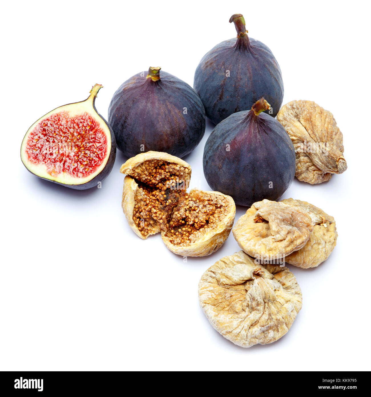 Fresh and dried Fig isolated on white background. Clipping path Stock ...