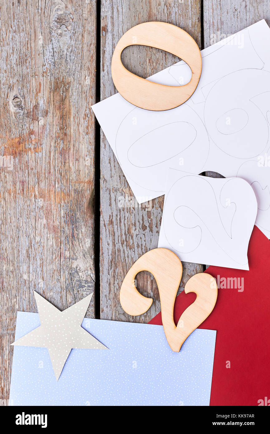 Materials for handmade craft, wooden background Stock Photo - Alamy