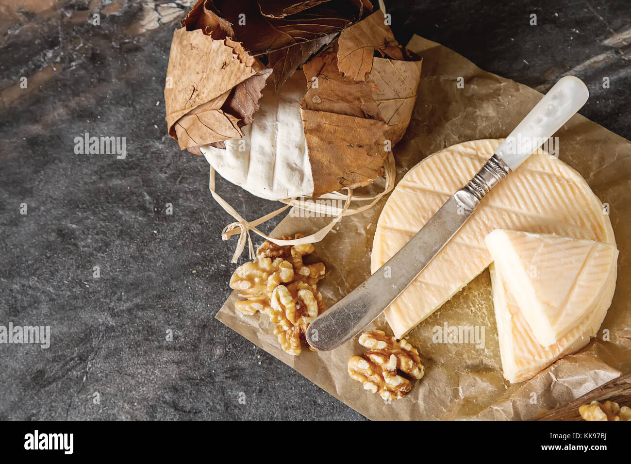 French national food. Cheese with mold. A delicious appetizer for wine ...
