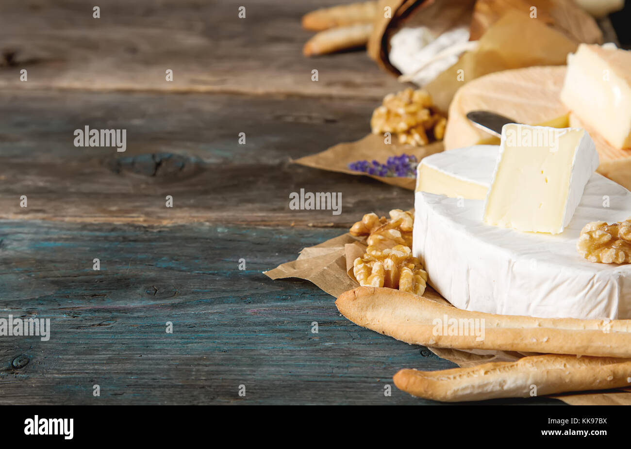 French national food. Cheese with mold. A delicious appetizer for wine ...