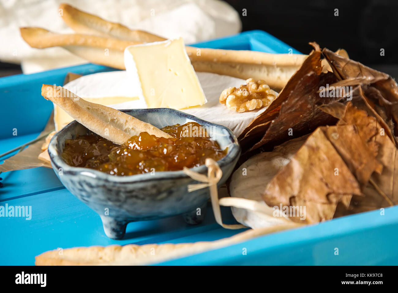 French national food. Cheese with mold. A delicious appetizer for wine ...