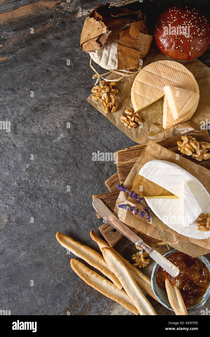 French national food. Cheese with mold. A delicious appetizer for wine ...
