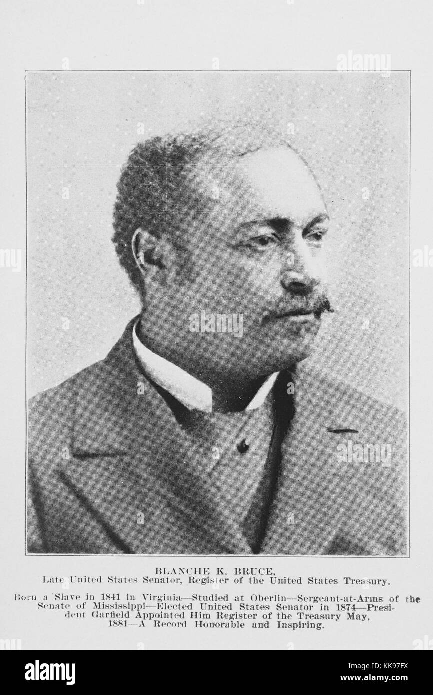 Black and white photograph, portrait, of Blanche K Bruce, a United ...