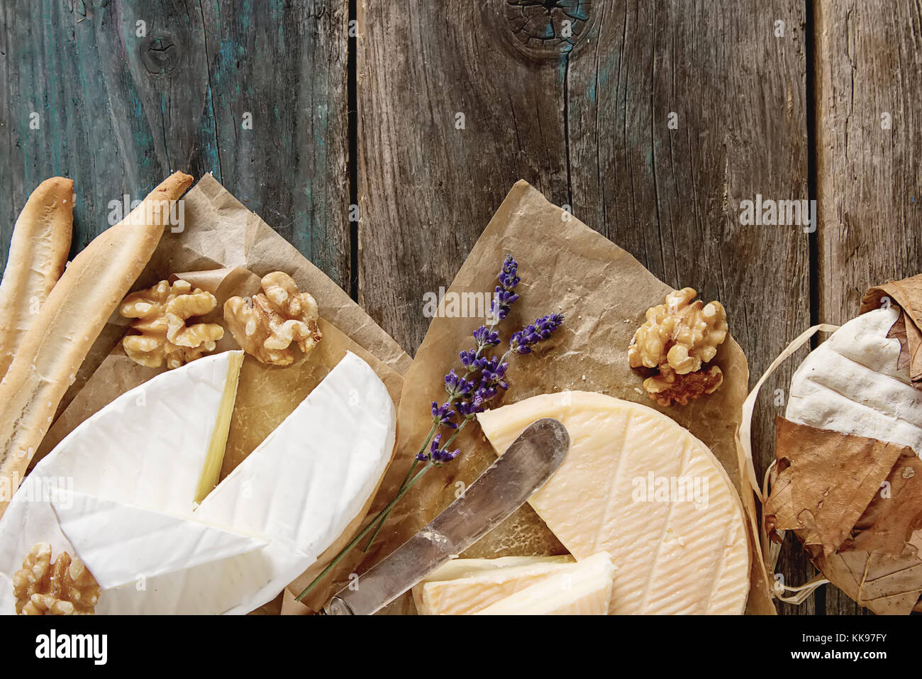 French national food. Cheese with mold. A delicious appetizer for wine ...