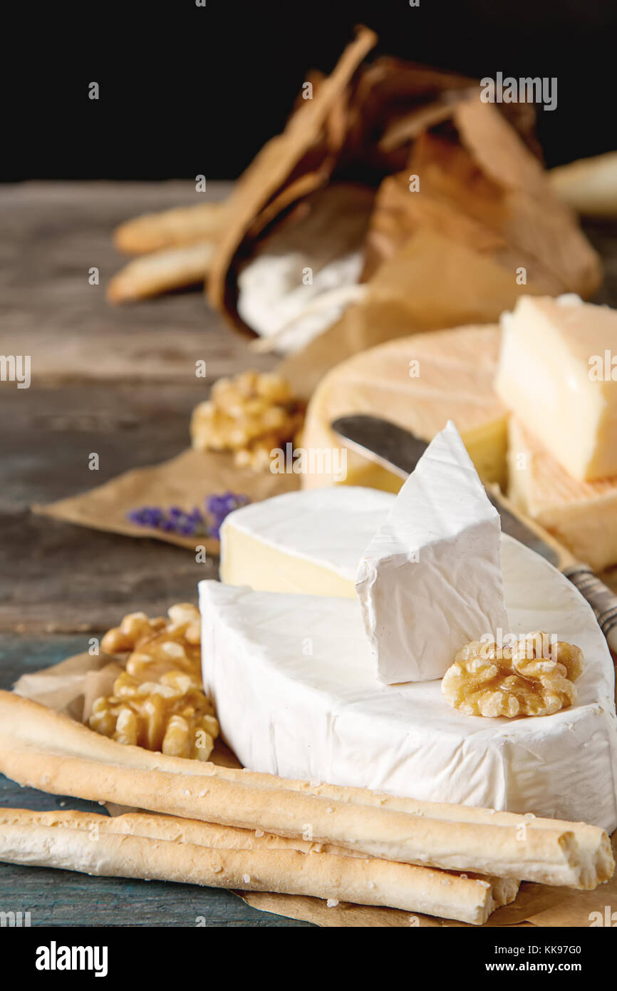 French national food. Cheese with mold. A delicious appetizer for wine ...