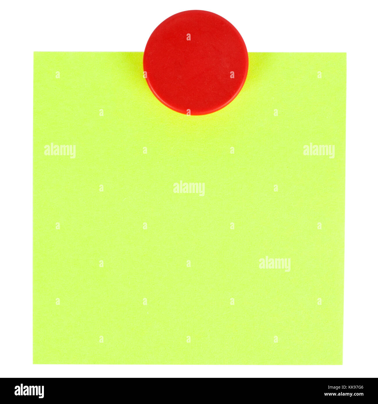 Adhesive note and magnet button on whiteboard Stock Photo - Alamy