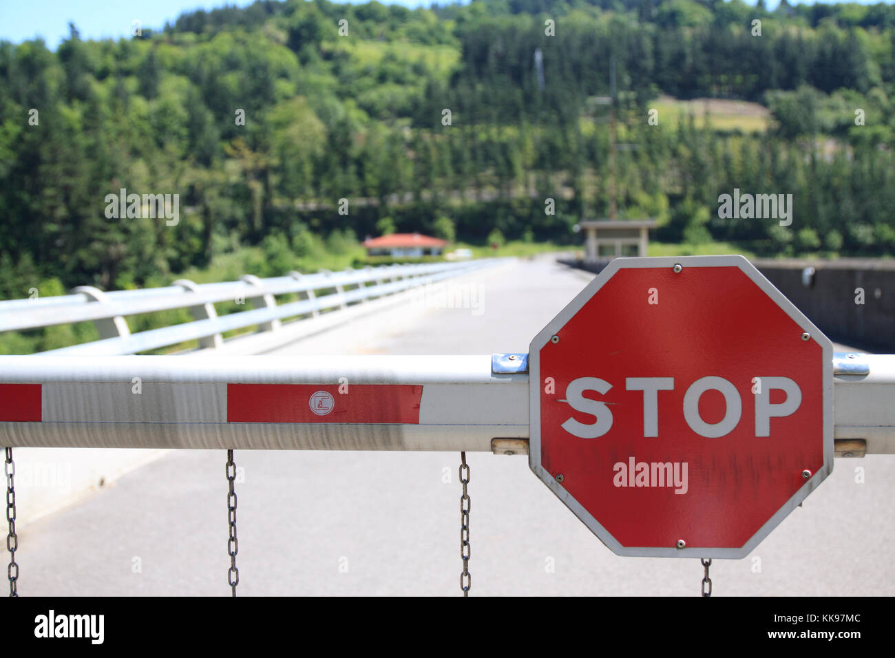 Stop signal at right side and nature at background Stock Photo - Alamy
