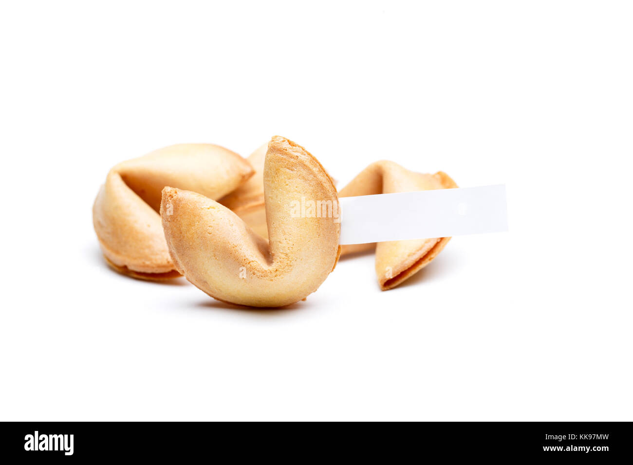Photo of several cookies with wish on empty white background Stock ...