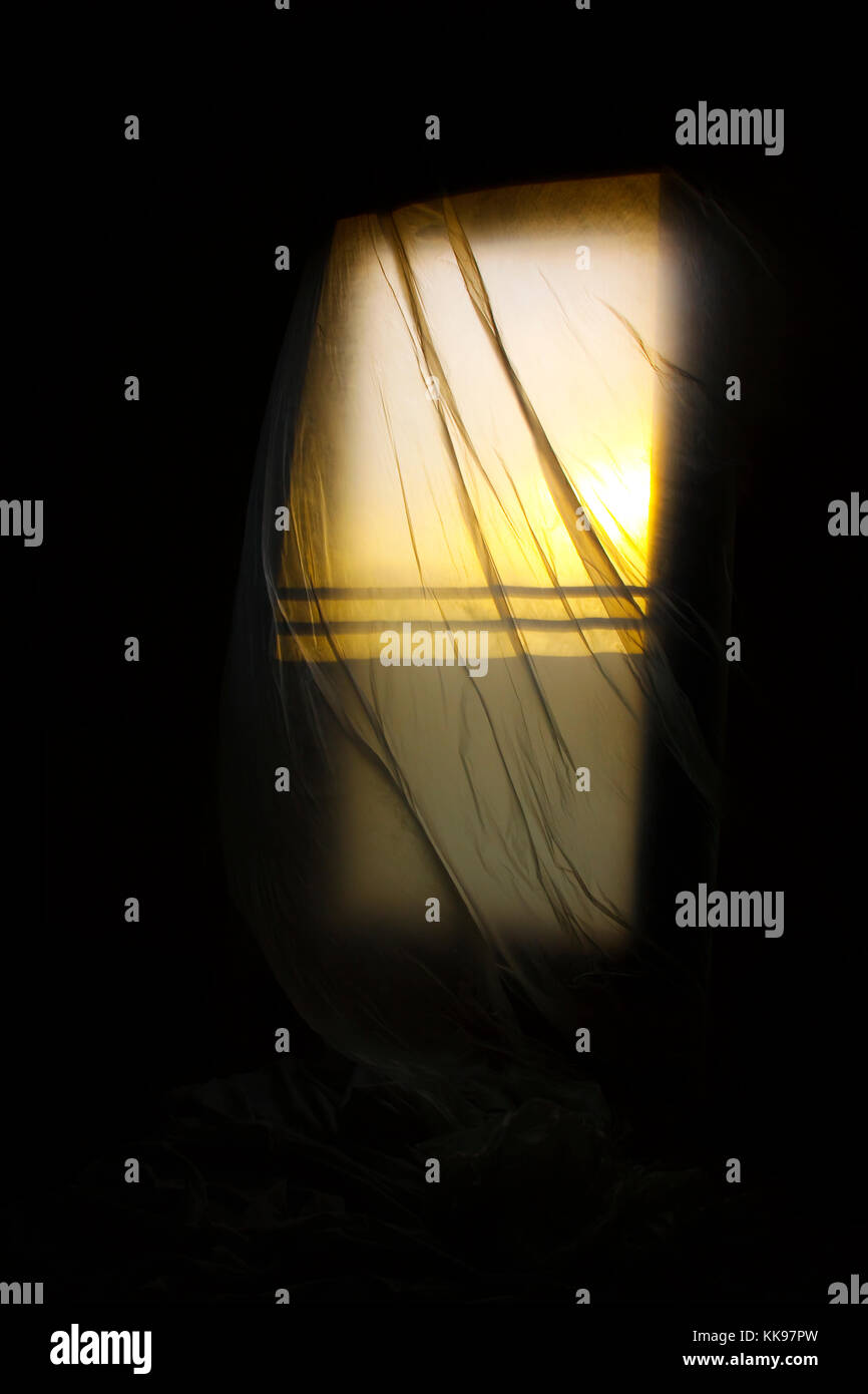 View of sunset through a window. Silhouette Stock Photo - Alamy