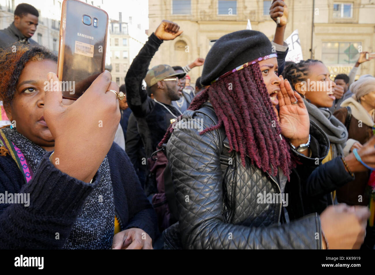 African diaspora protest against slavery rebirth in Lybia, Lyon, France ...