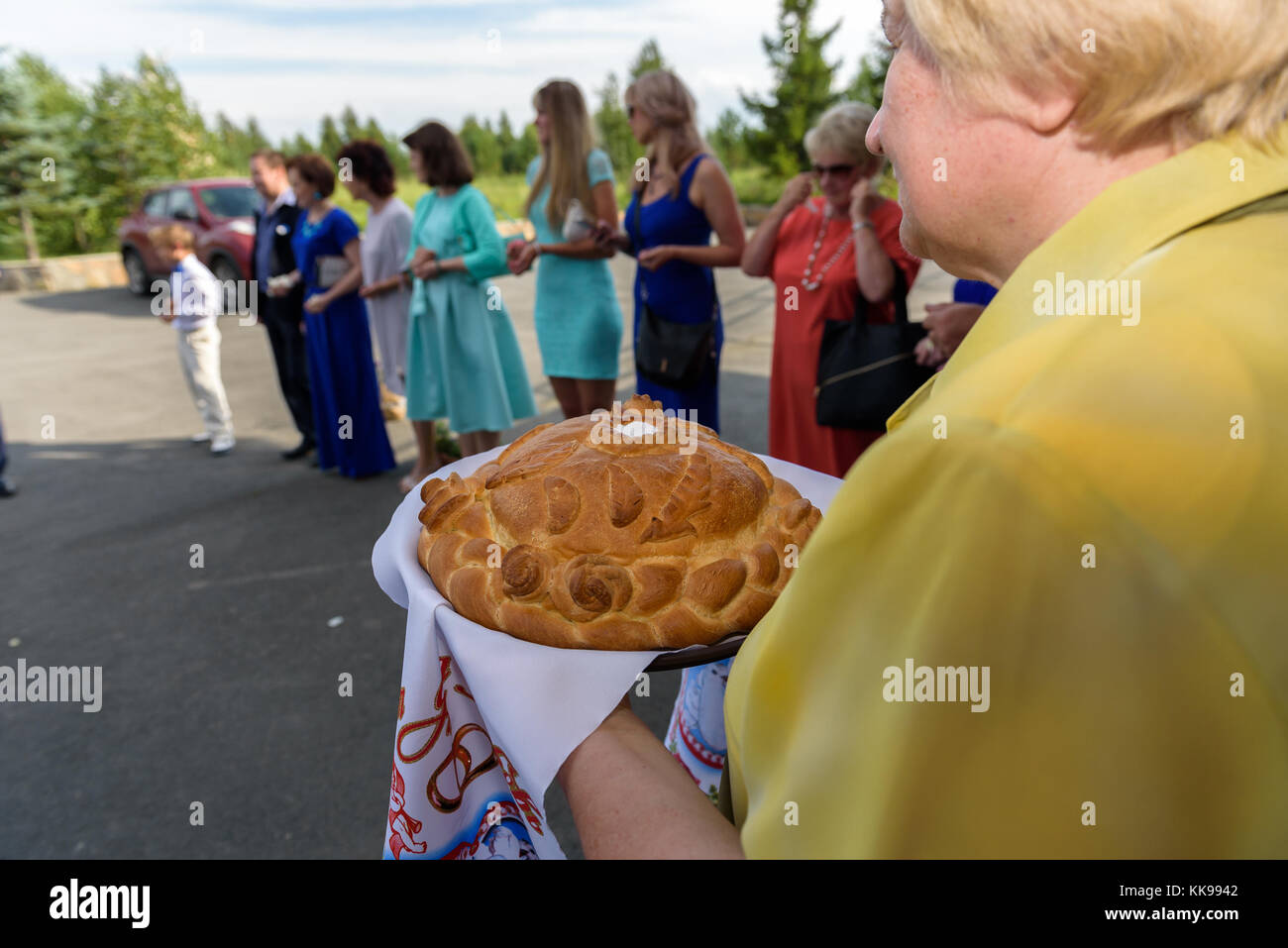 Bread-and-salt welcome. A traditional ritual of offering bread and salt ...