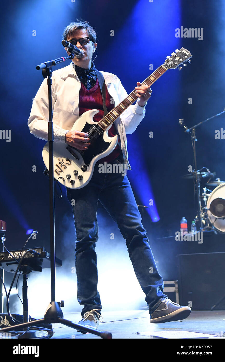 Weezer performing live on stage at Wembley Arena in London. Featuring ...