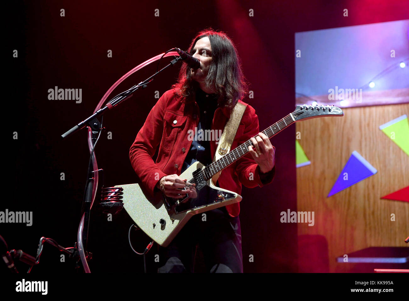 Weezer performing live on stage at Wembley Arena in London. Featuring ...