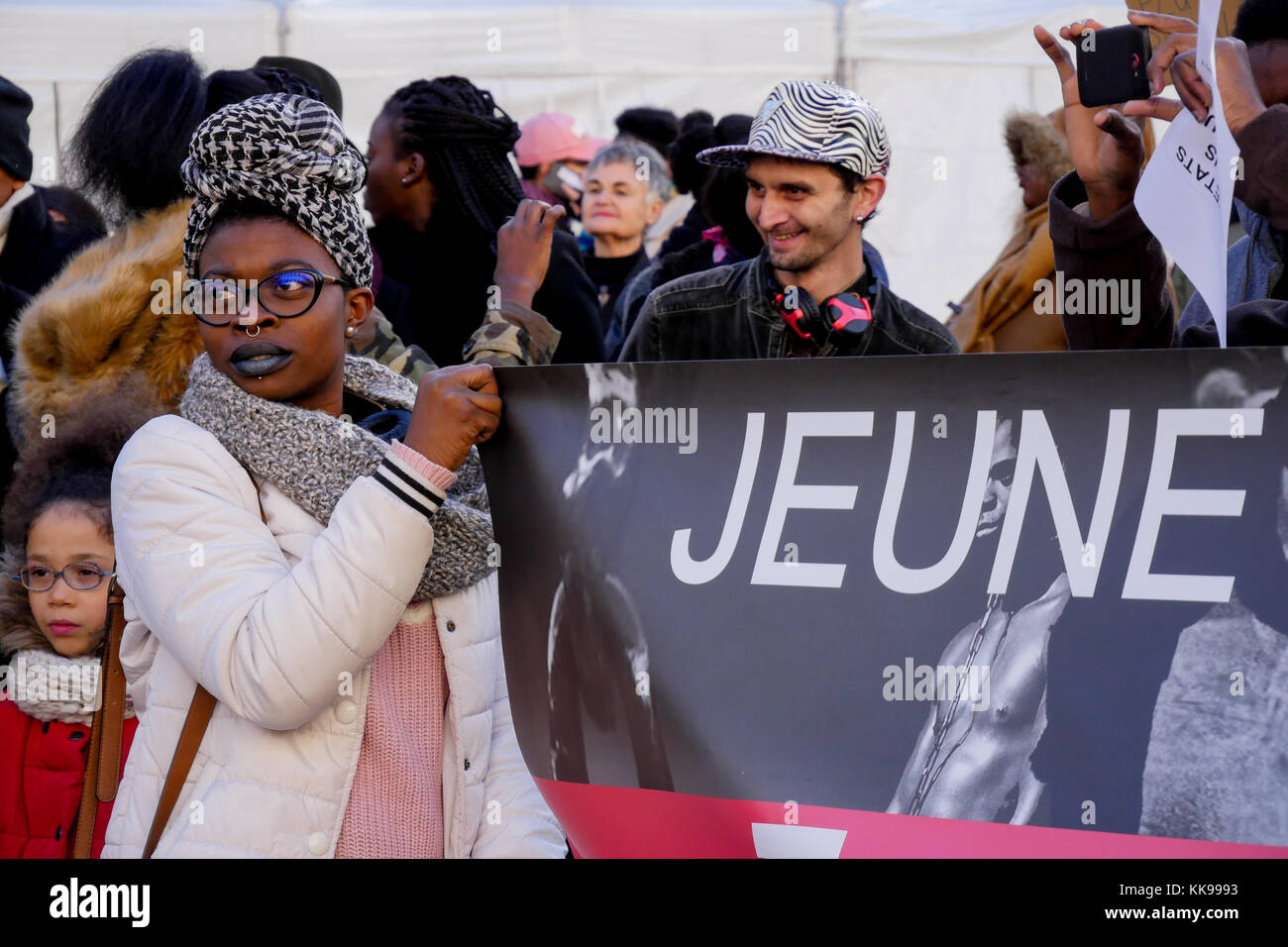 African diaspora protest against slavery rebirth in Lybia, Lyon, France ...