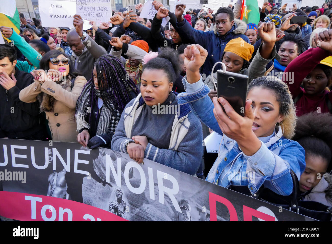 African diaspora protest against slavery rebirth in Lybia, Lyon, France ...