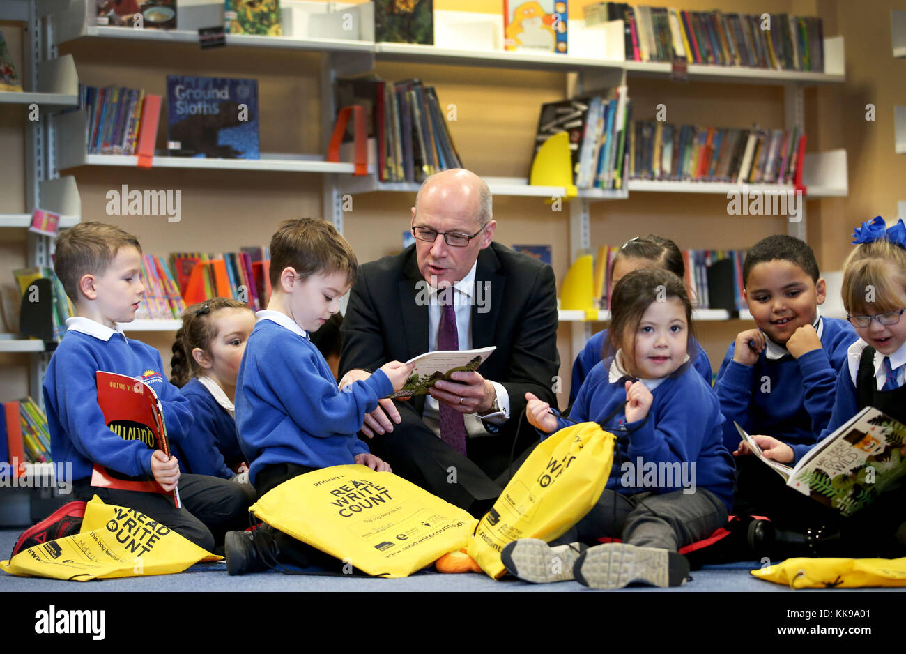 Count gift bags at forthview primary school in edinburgh hi-res stock ...