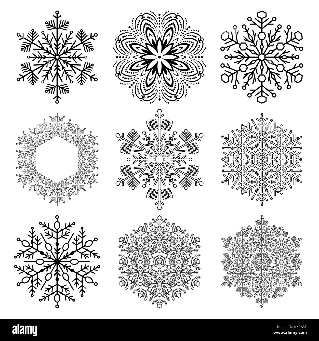 Set of Vector Snowflakes Stock Vector Image & Art - Alamy