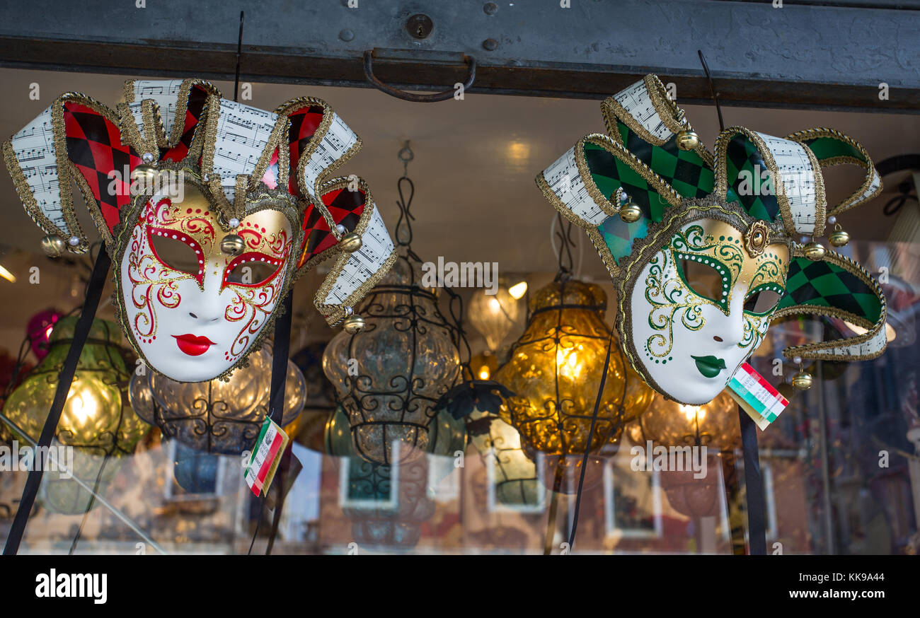 VENICE (VENEZIA) ITALY, OCTOBER 18, 2017 - Venice carnival masks close ...