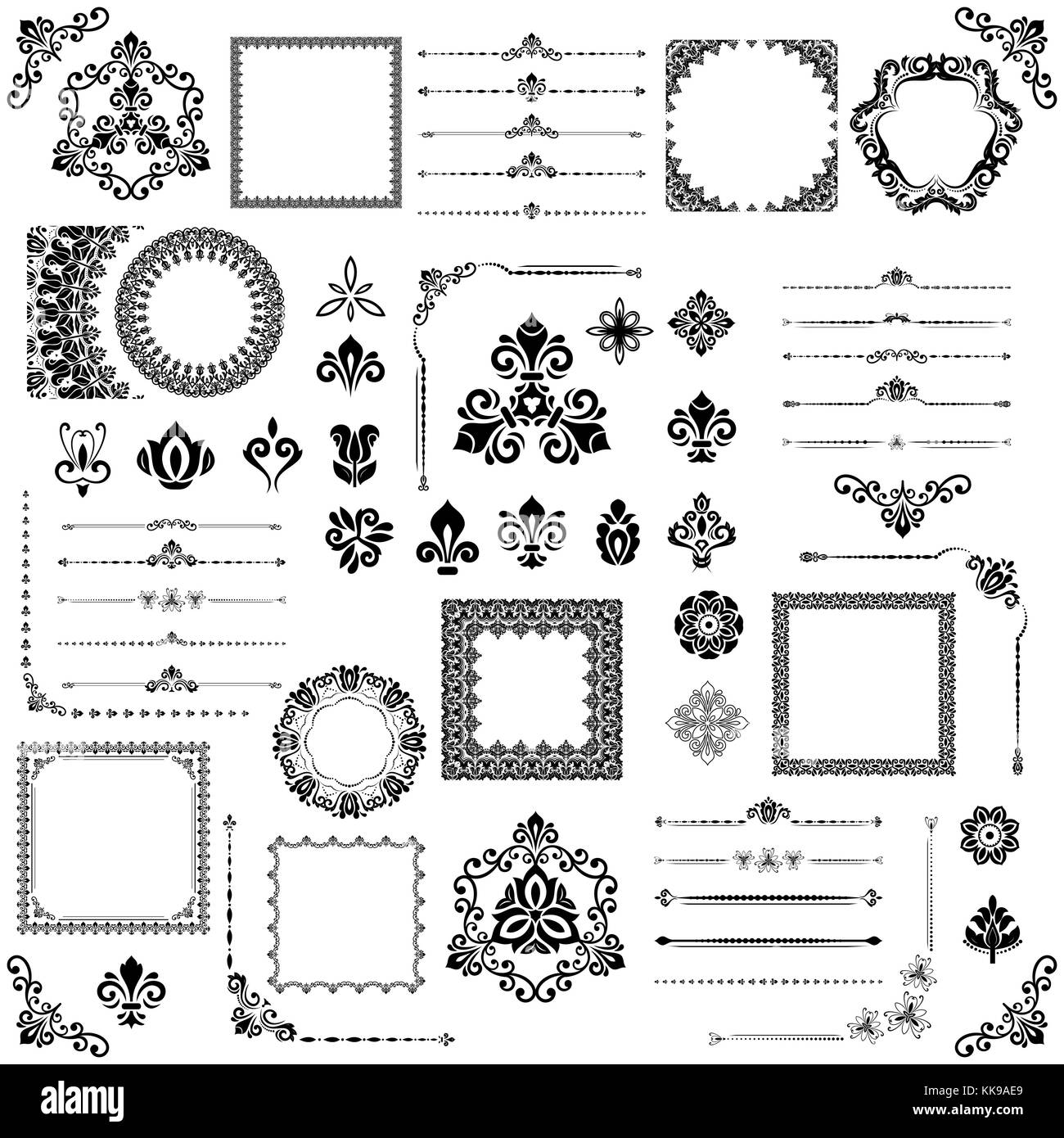 Vintage Set of Vector Horizontal. Square and Round Elements Stock ...