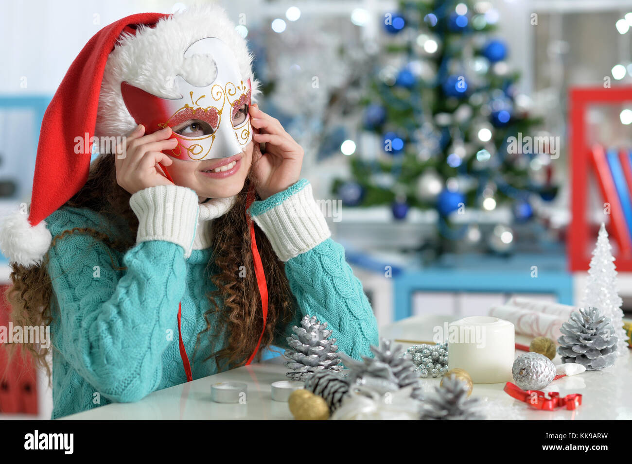 little girl preparing for Christmas Stock Photo - Alamy