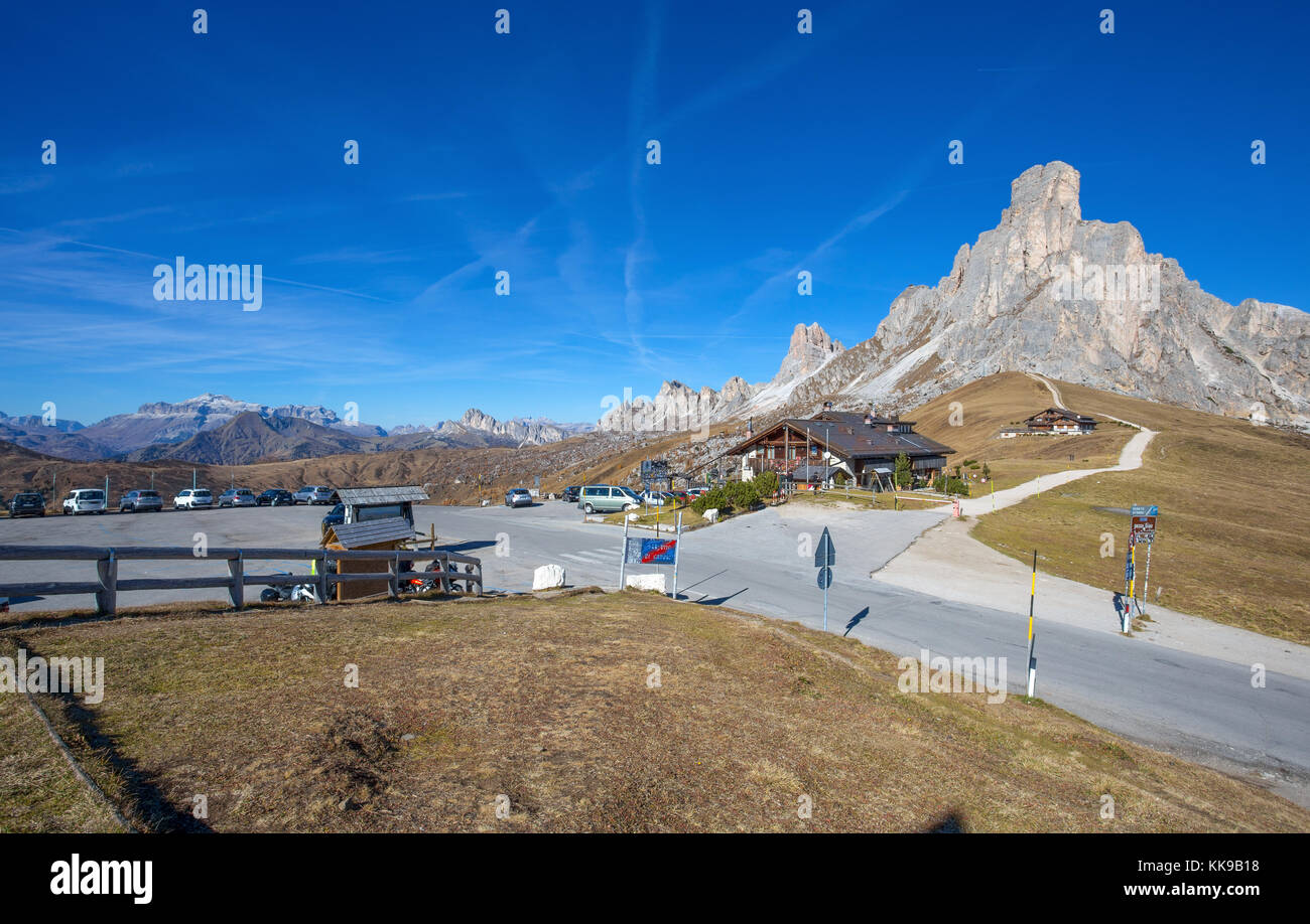 PASSO GIAU, ITALY OCTOBER 19, 2017 - Autumn landscape at Giau pass with ...