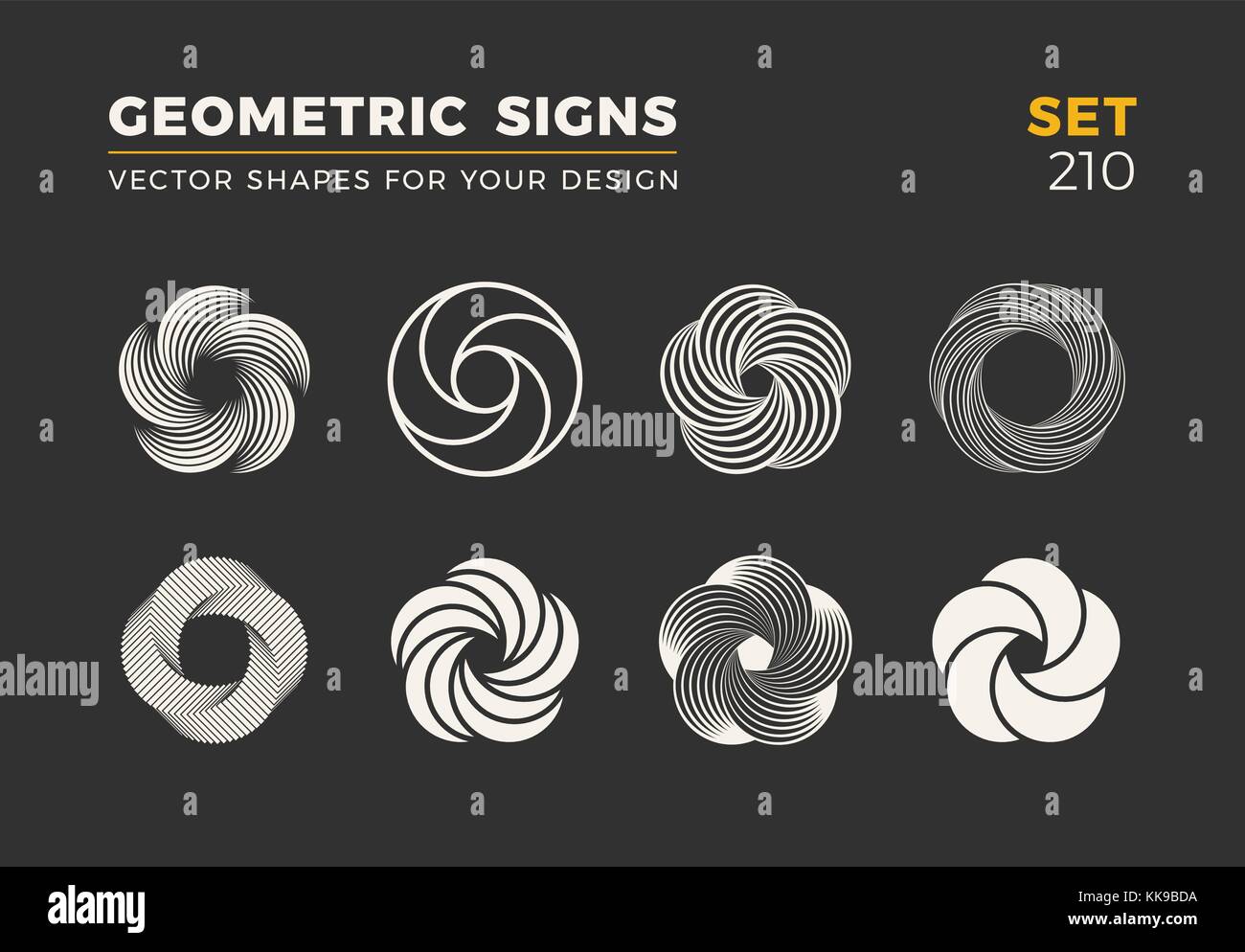 Set of eight minimalistic trendy shapes. Stylish vector logo emblems ...