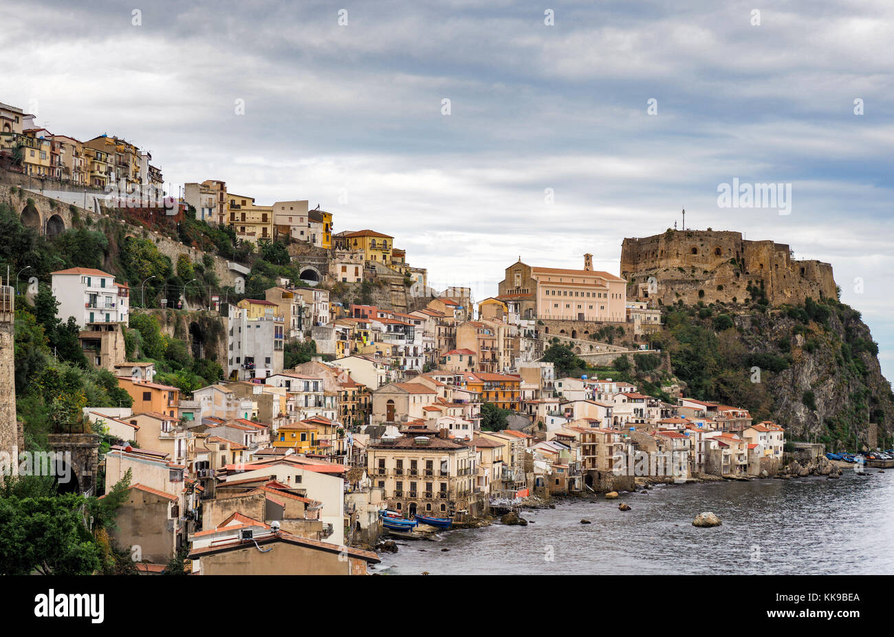 Beautiful coast town Scilla in southern Italy, captured in november ...