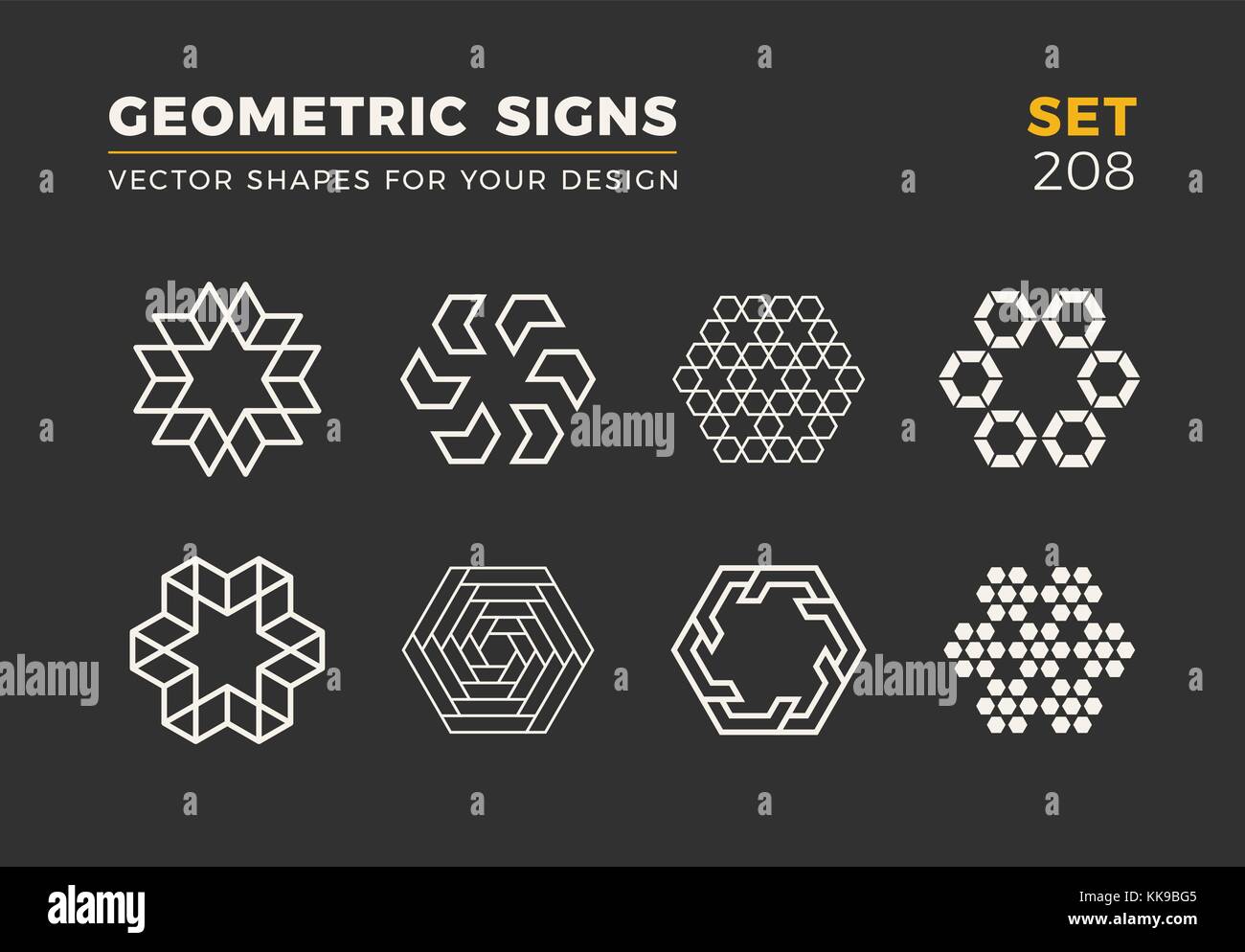 Set of eight minimalistic trendy shapes. Stylish vector logo emblems ...