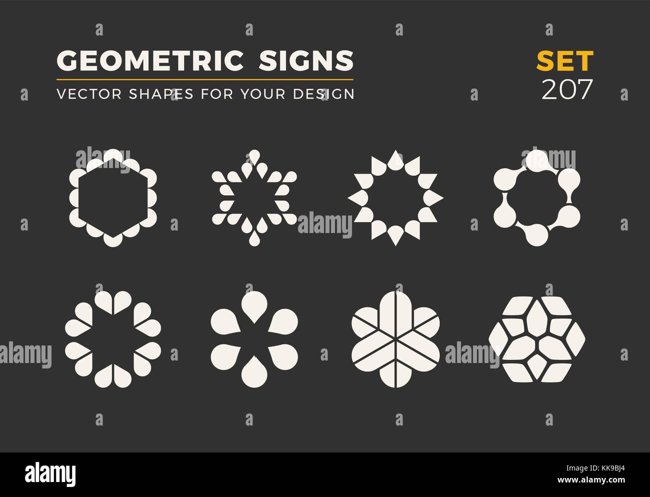 Set of eight minimalistic trendy shapes. Stylish vector logo emblems ...