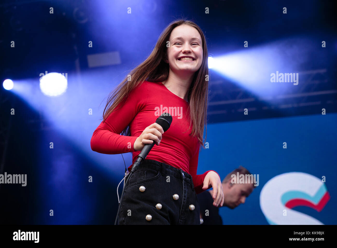 The Norwegian singer and songwriter Sigrid performs a live concert ...