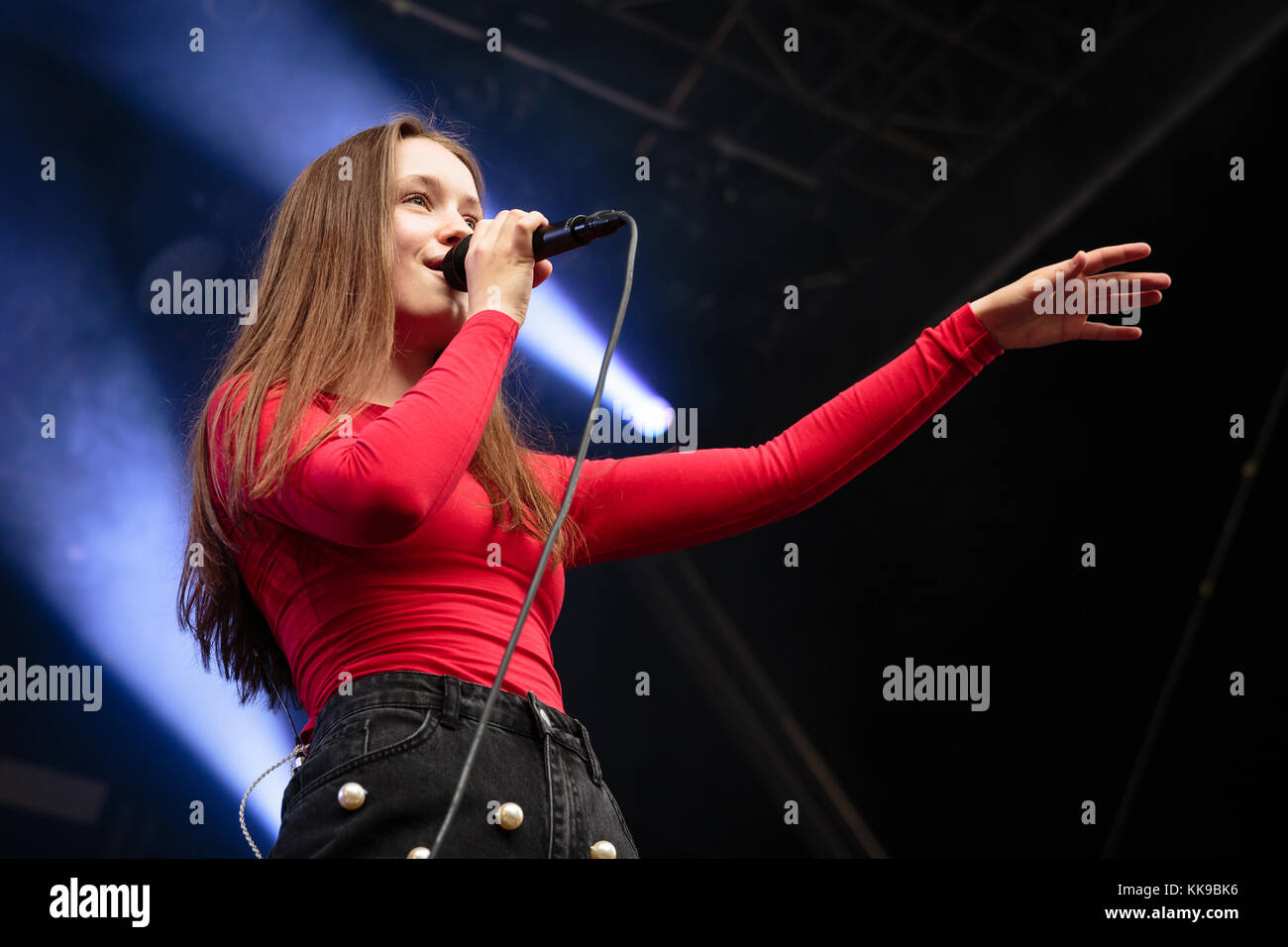 The Norwegian singer and songwriter Sigrid performs a live concert ...