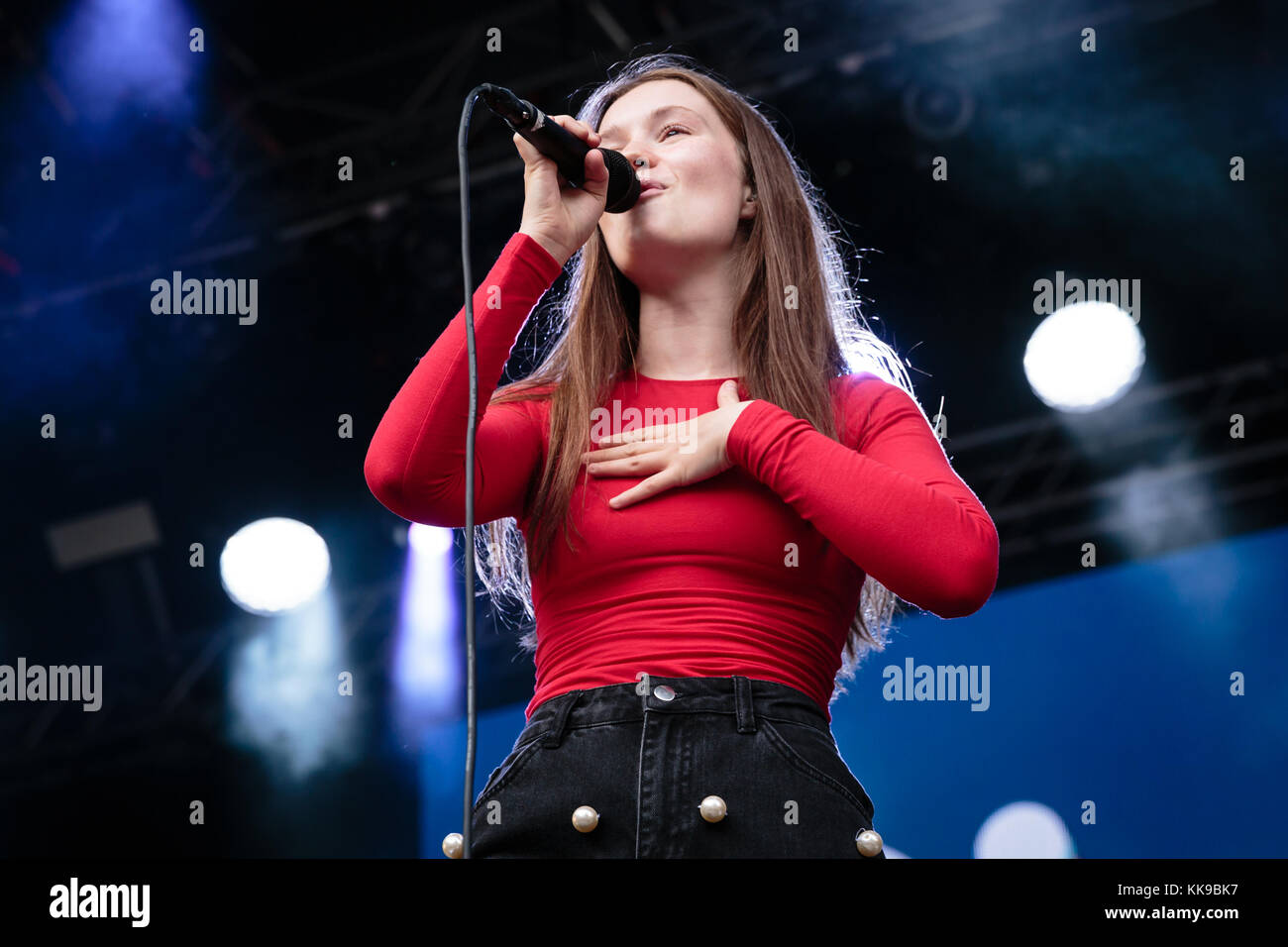 The Norwegian singer and songwriter Sigrid performs a live concert ...