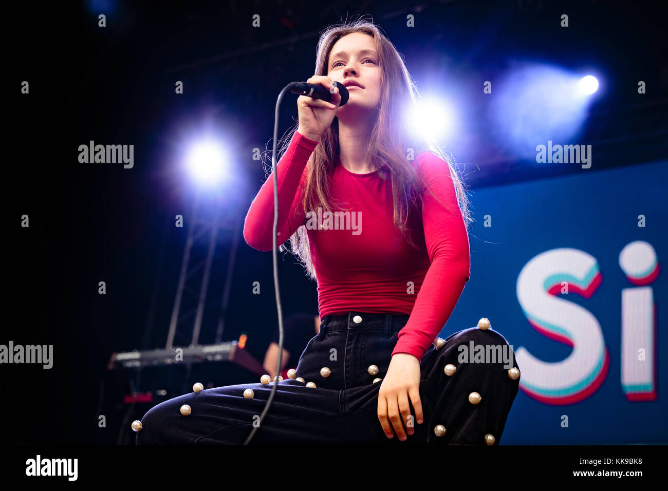 The Norwegian singer and songwriter Sigrid performs a live concert ...