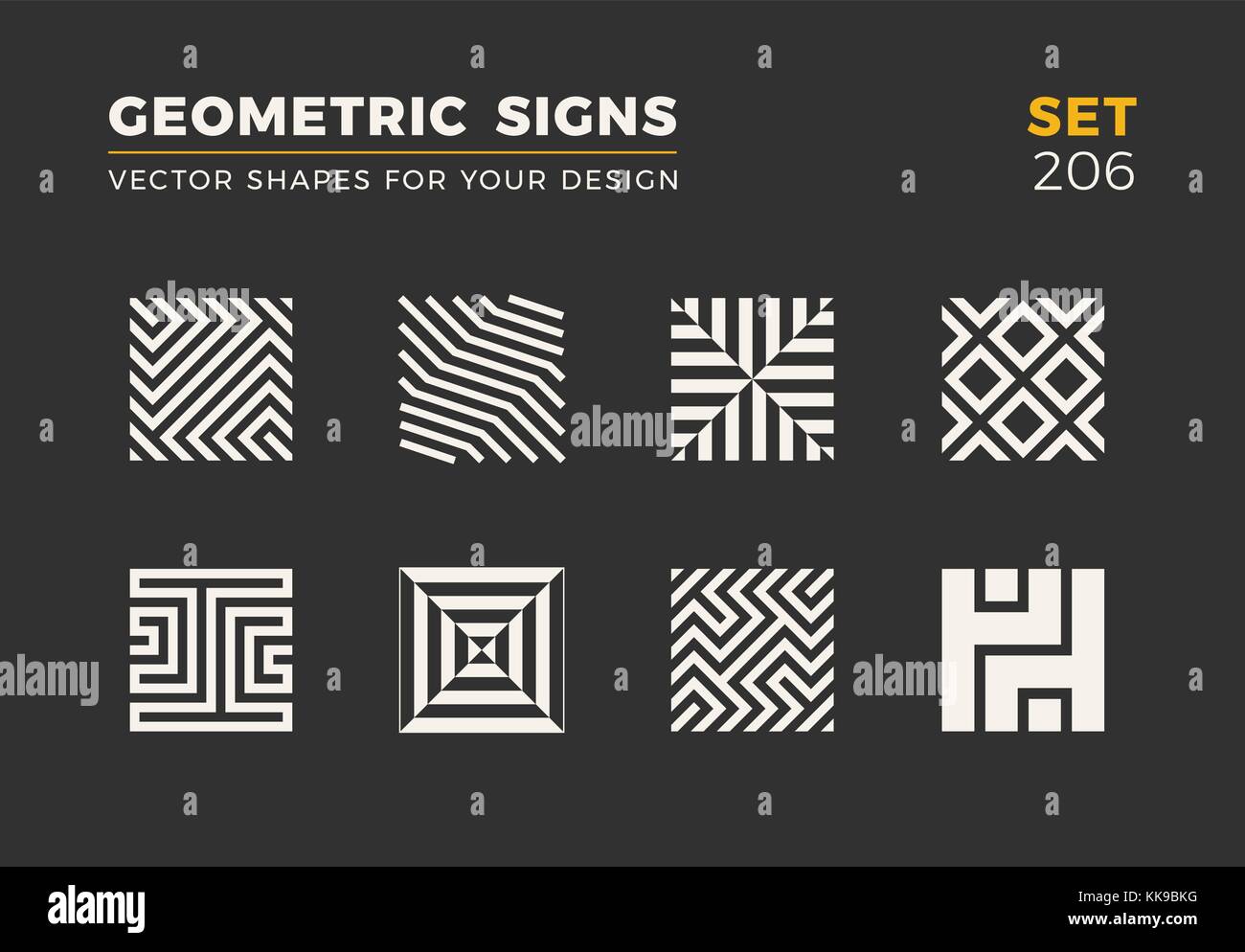 Set of eight minimalistic trendy shapes. Stylish vector logo emblems ...