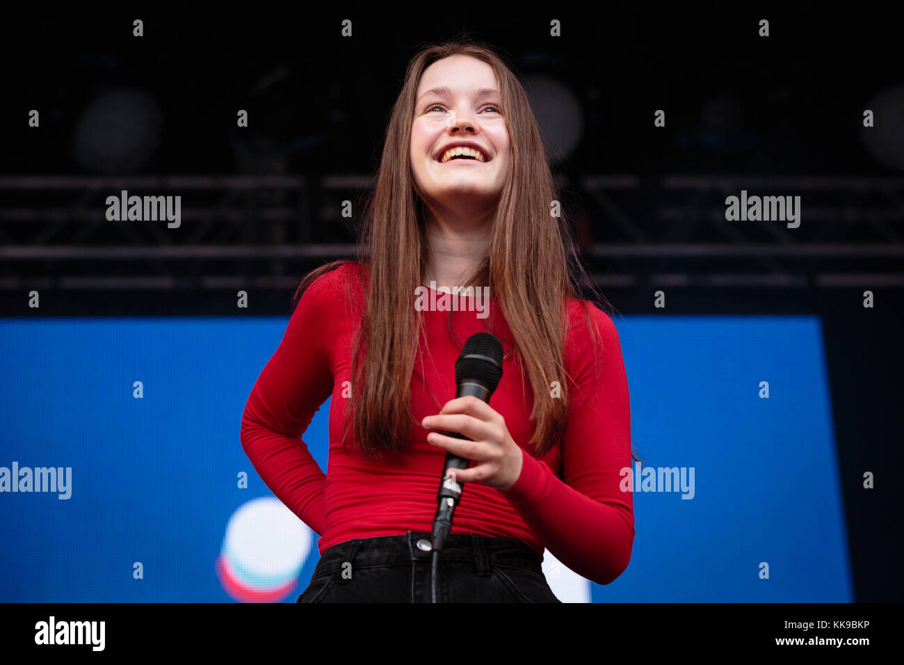 The Norwegian singer and songwriter Sigrid performs a live concert ...