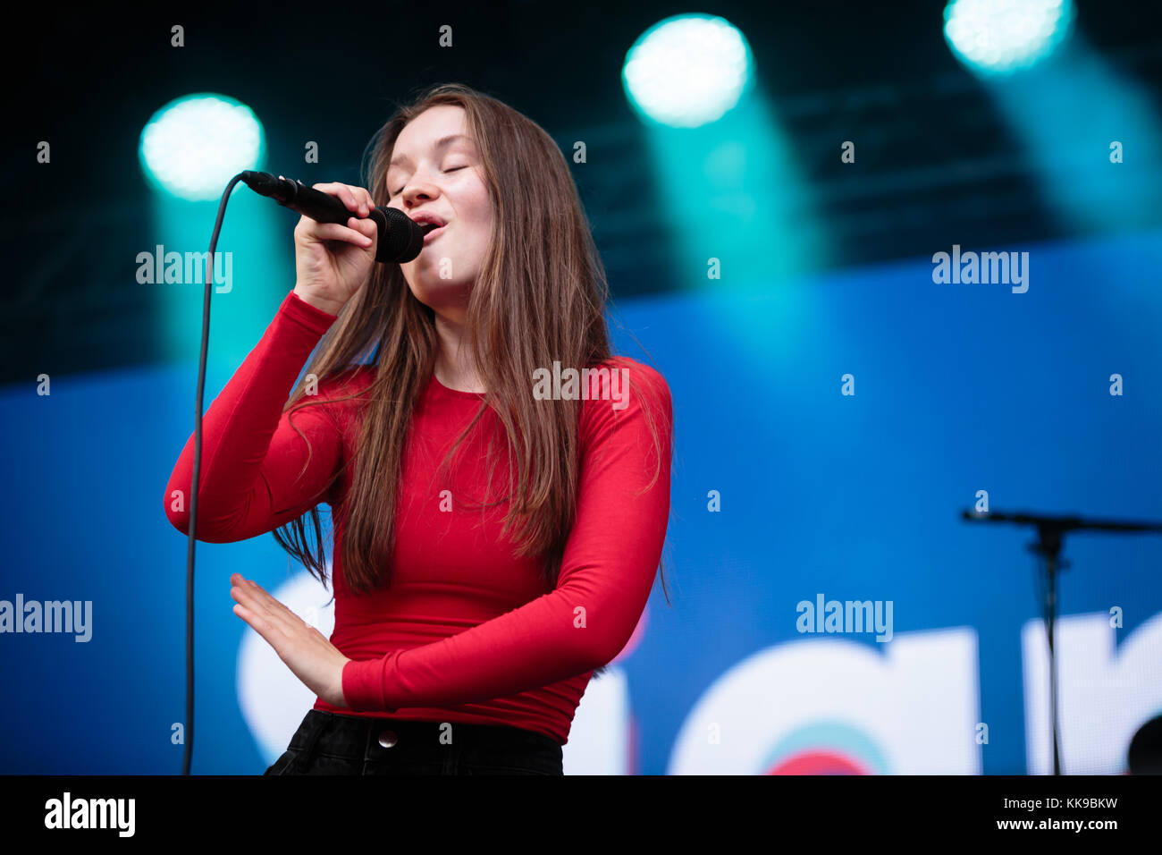 The Norwegian singer and songwriter Sigrid performs a live concert ...