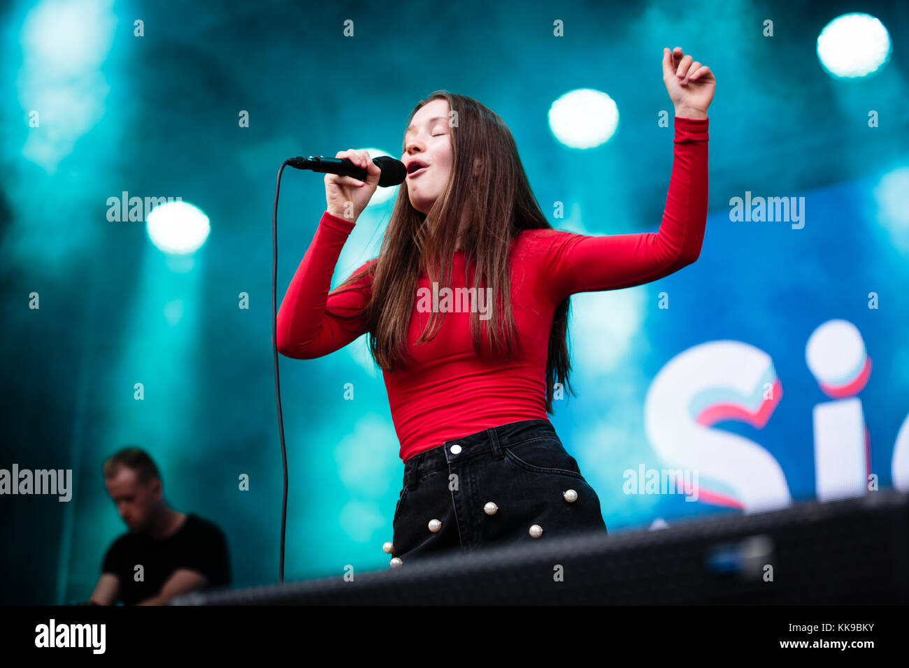 The Norwegian singer and songwriter Sigrid performs a live concert ...