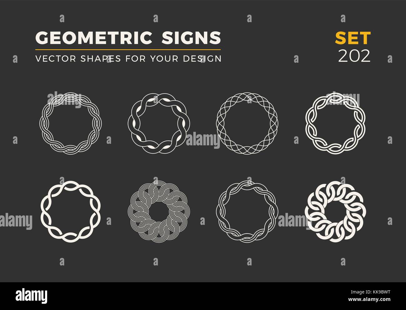 Set of eight minimalistic trendy shapes. Stylish vector logo emblems ...