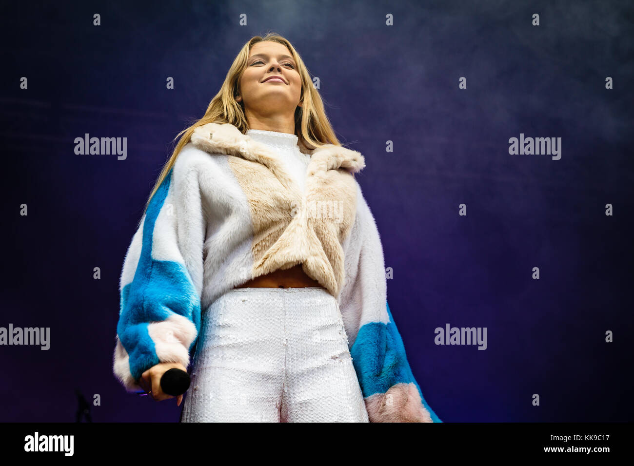 The Swedish singer and songwriter Zara Larsson performs a live concert ...