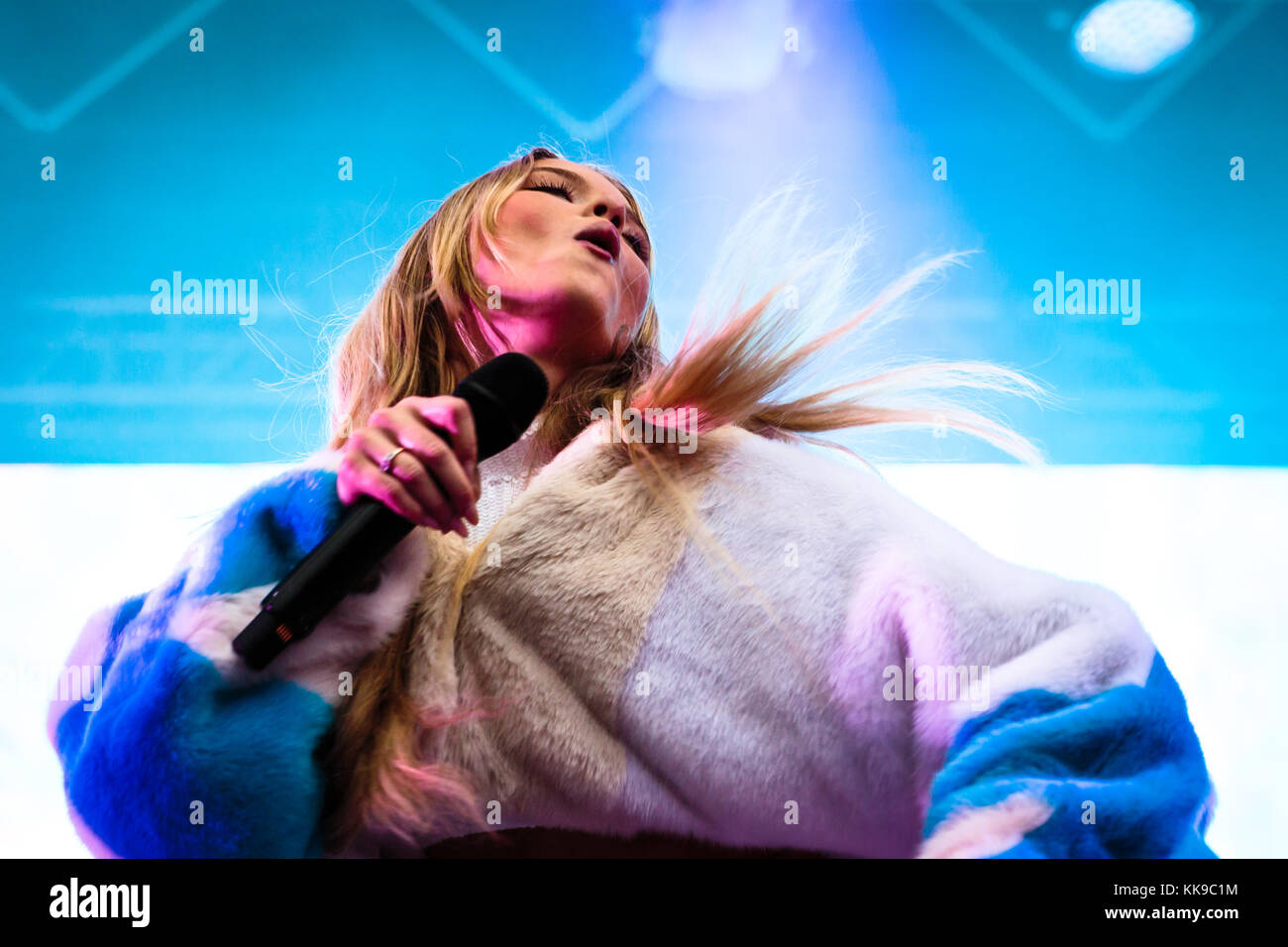 The Swedish singer and songwriter Zara Larsson performs a live concert ...