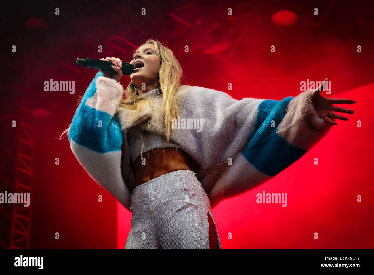 The Swedish singer and songwriter Zara Larsson performs a live concert ...
