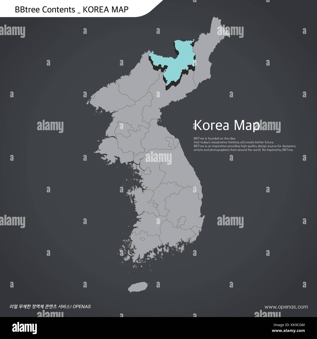 Korea map 11 Stock Vector Image & Art - Alamy